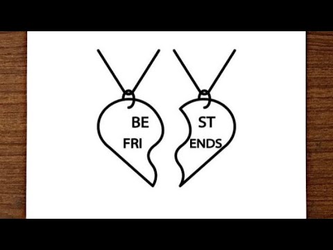 How to draw a cute best friends drawing for beginners // Pencil sketch ...