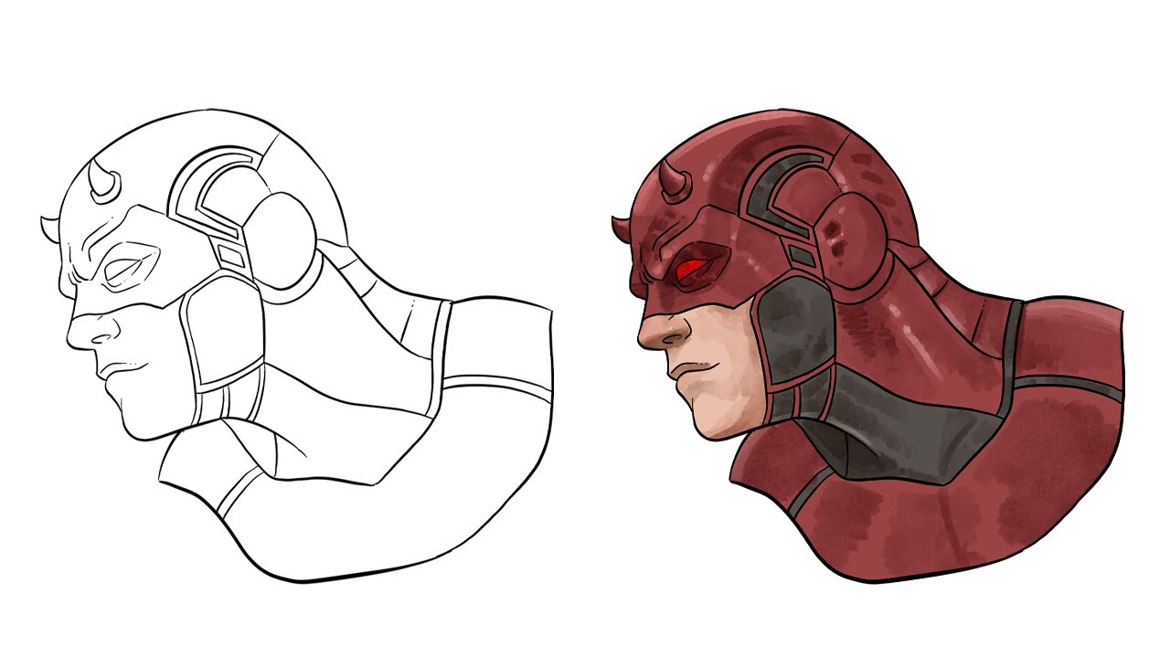 How to draw Marvel Daredevil | step by step - YouTube