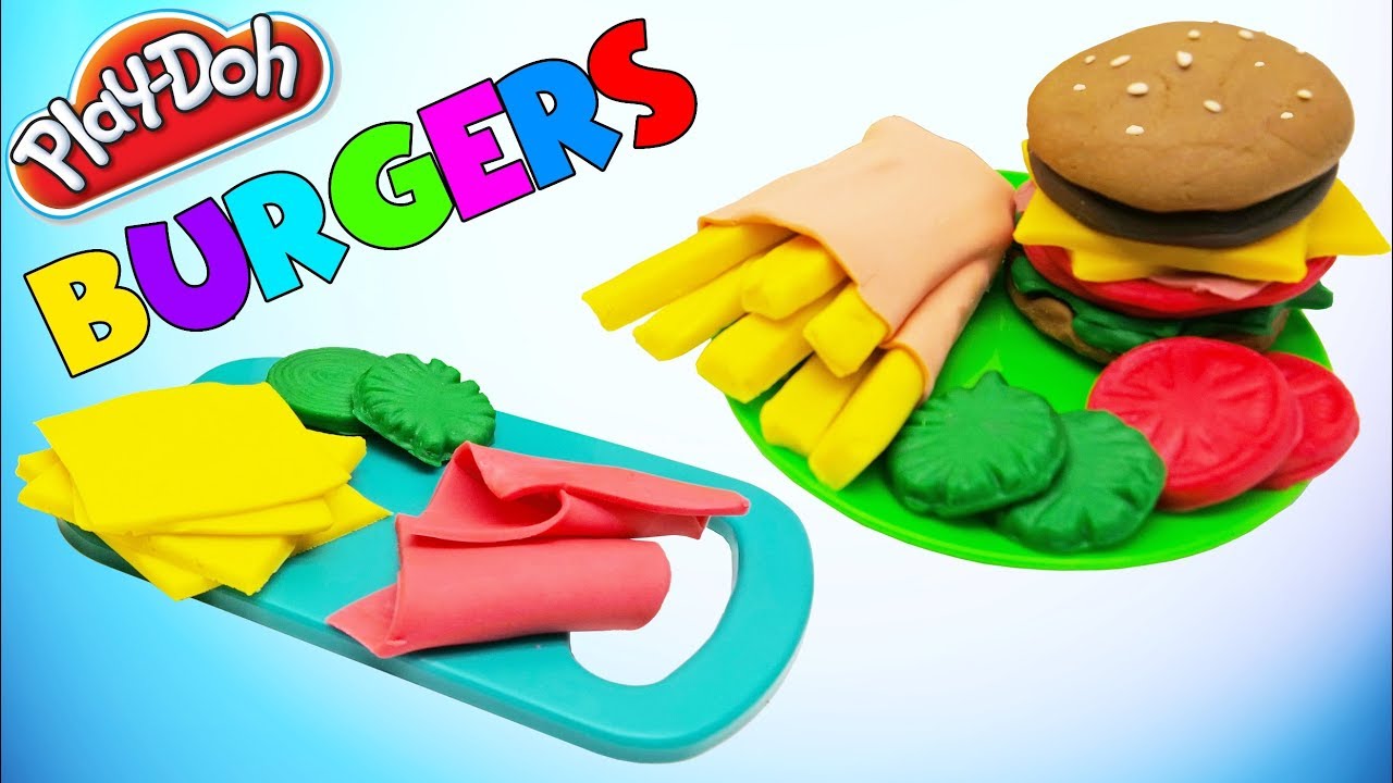 How to Make Play Doh Burger, Sandwiches and Hot Dog Kitchen Food ...