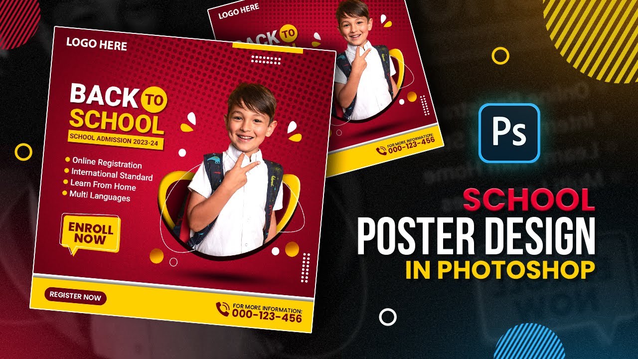 School Admission Complete Poster Design | Photoshop Tutorial - YouTube