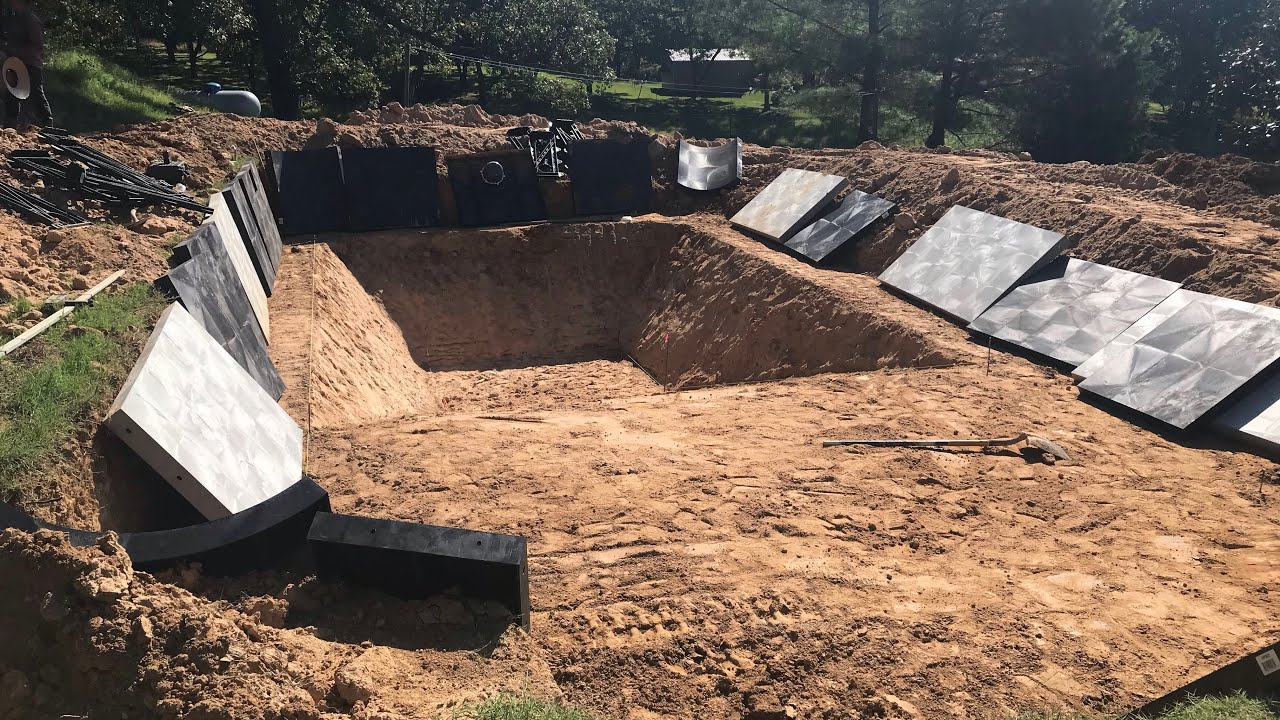 Pool project part 6. Digging, panels and concrete collar. - YouTube