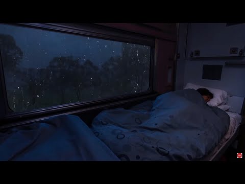 Falling asleep on the train on a rainy night😴Rain on the window of a luxury train