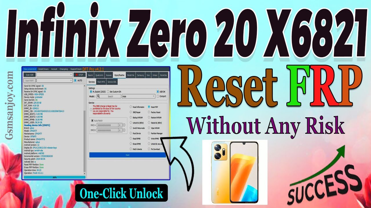 Infinix Zero 20 X6821 Repair UNLOCK android 13 One-CLICK BY DFT Pro # ...