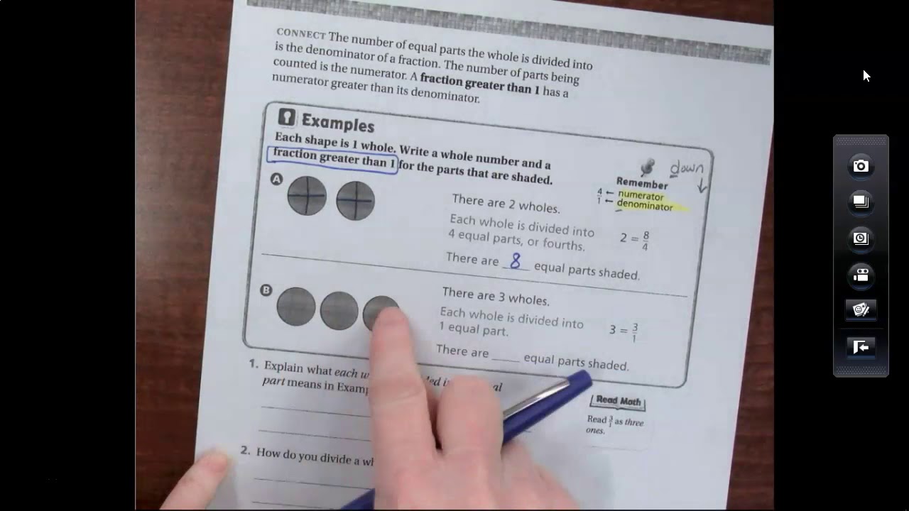 Lesson 8.6 Relate fractions and whole numbers pgs. 475-480 - YouTube