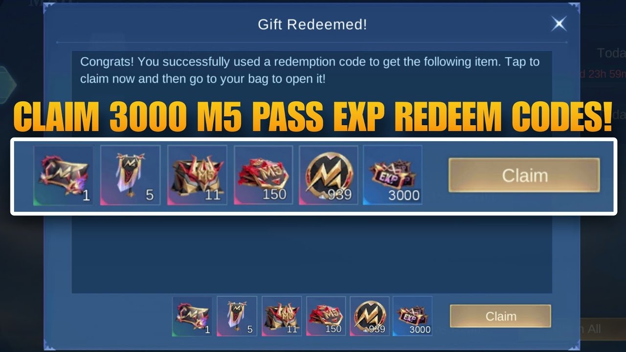 CLAIM FREE 3000 M5 PASS EXP REDEEM CODES USING A VPN IN MOBILE LEGENDS ...
