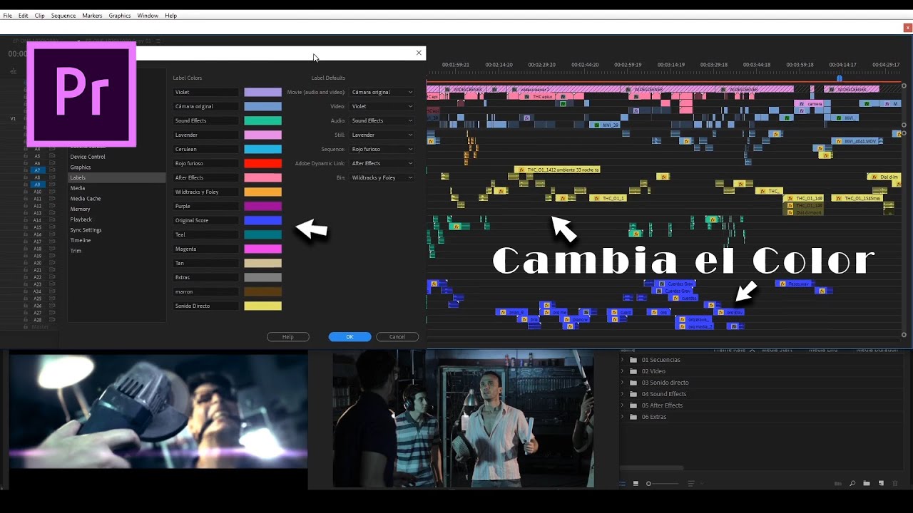 Como cambiar el color de los CLIPS en PREMIERE PRO para ordenar tu ...