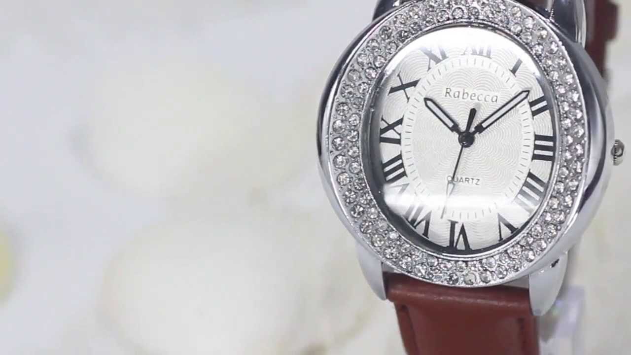 Vintage Brown Strap Watch Rhinestone Pave Bezel - YouTube