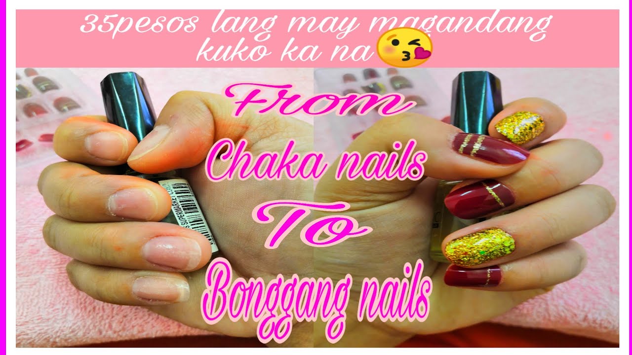 35pesos lang gaganda na ang kuko mo /Fake nails/faux acrylic nails - YouTube