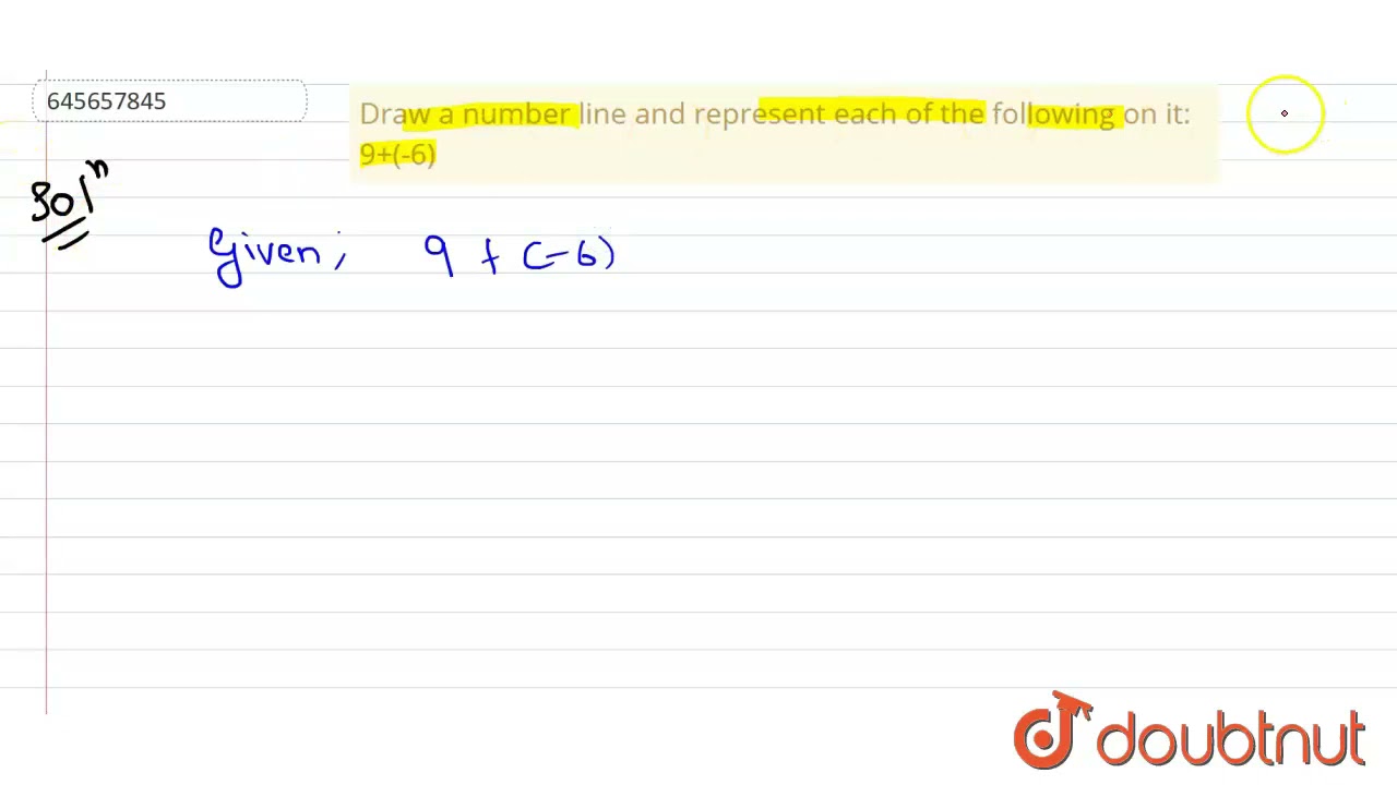 Draw a number line and represent each of the following on it: 9+(-6 ...