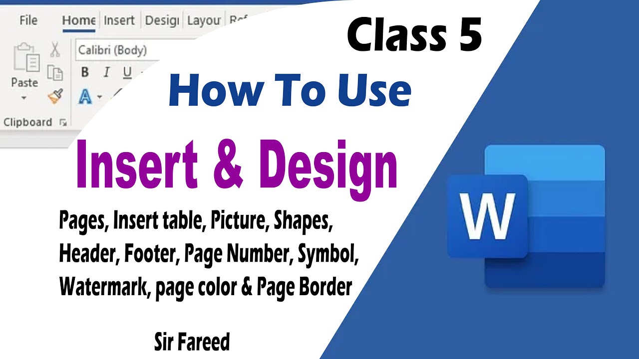MS Word Course Class 5 Tutorial || Insert & Design|| Apna Design - YouTube