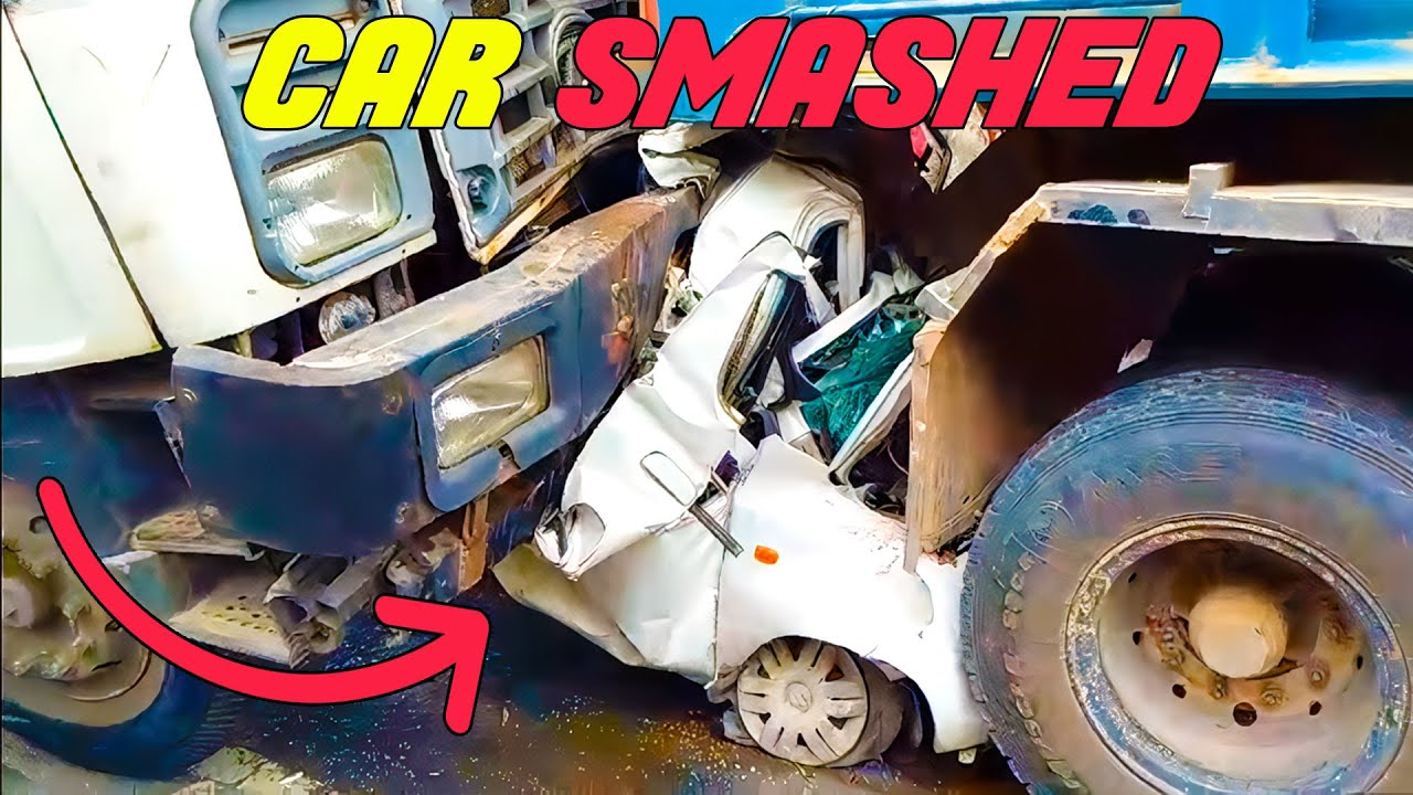 CAR GETS CRUSHED BETWEEN TWO TRUCKS! | Dashcam Lessons , Road Rage and ...