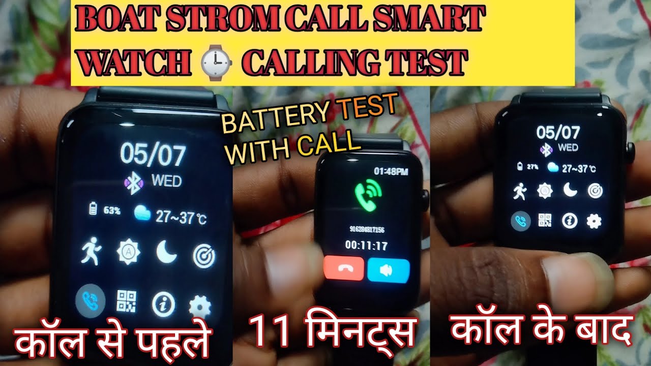 boAt Strom Call Battery Test On Calling | boAt Strom Call Smart Watch ...
