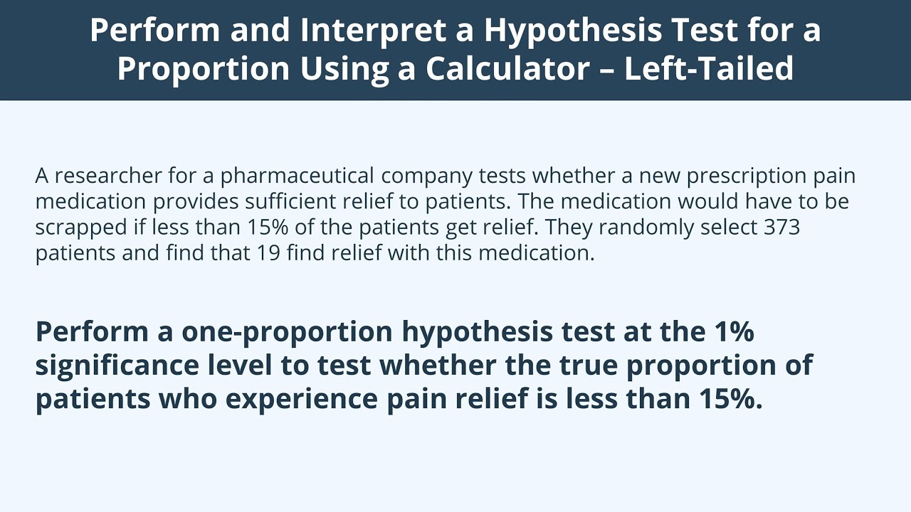 Perform and Interpret a Hypothesis Test for a Proportion Using a ...