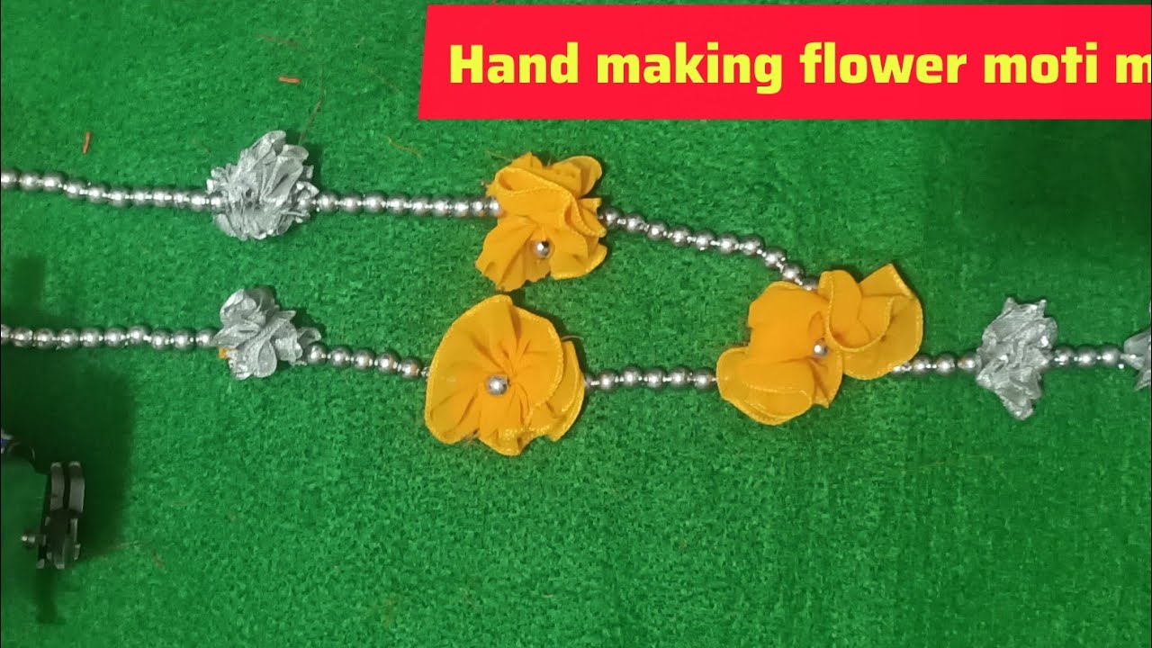 Hand making flower moti mala - YouTube