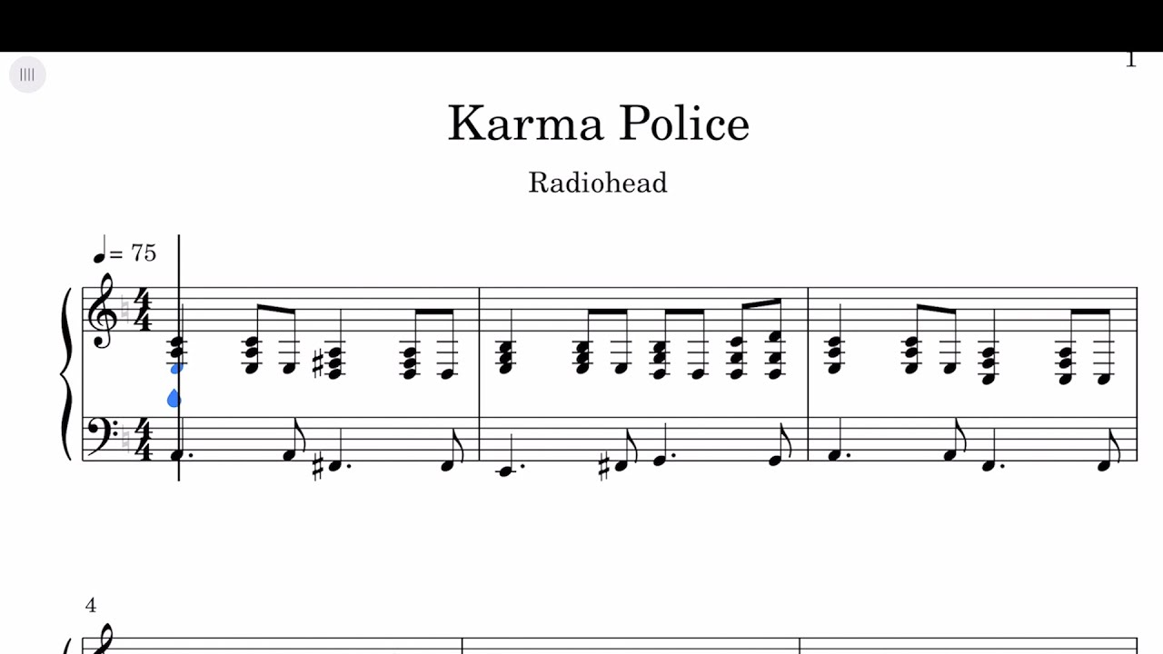 Radiohead - Karma Police Sheet Music - YouTube