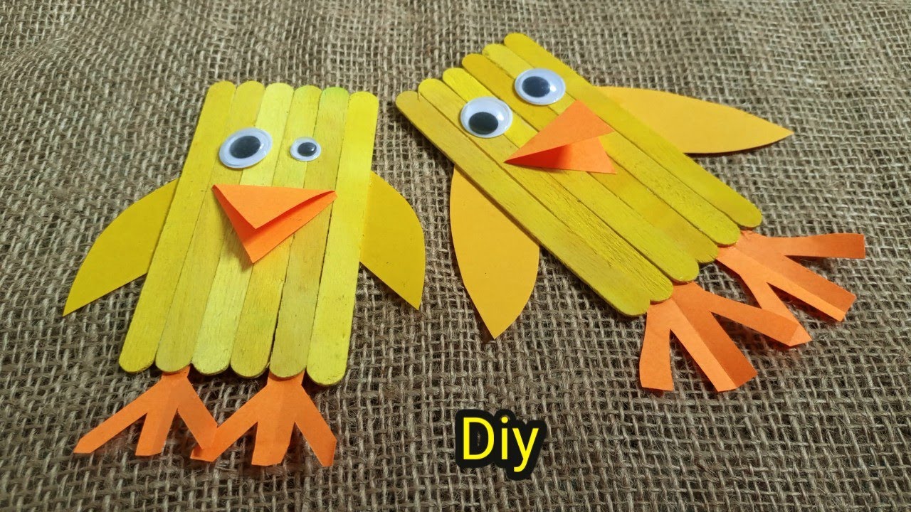 Diy - Easy Duckling tutorial with Ice-Cream Sticks 🐥 - YouTube