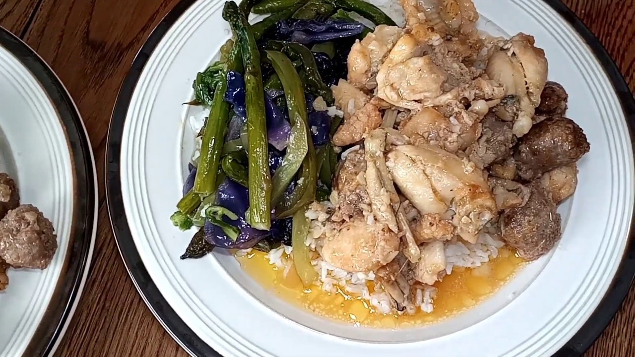 SAUTEED CATFISH FILLET, FROG LEGS, ITALIAN SAUSAGE WITH ASPARAGUS - YouTube