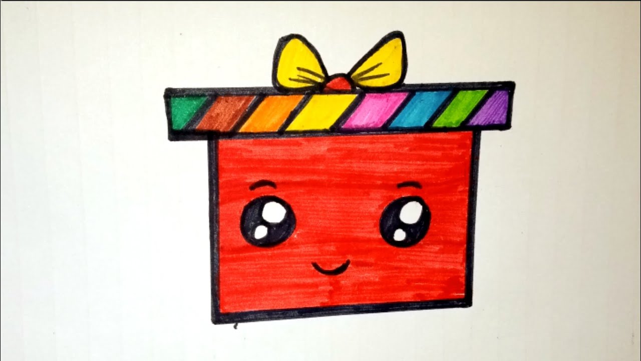 How To Draw A Gift Box_Easy To Draw Step by Step Gift Box For Kids And ...