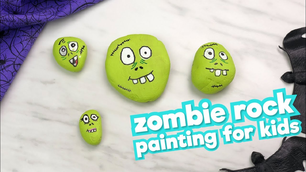 Easy Zombie Painted Rocks For Kids - YouTube