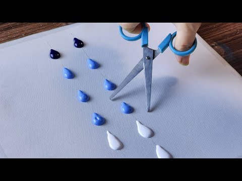 Easy Scissors Painting Technique | Grand Mountain 🏔 Acrylic Painting ...