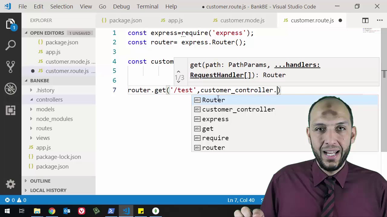 12 Nodejs Mvc Knockout Project Backend Defining First Route And First Controller Youtube