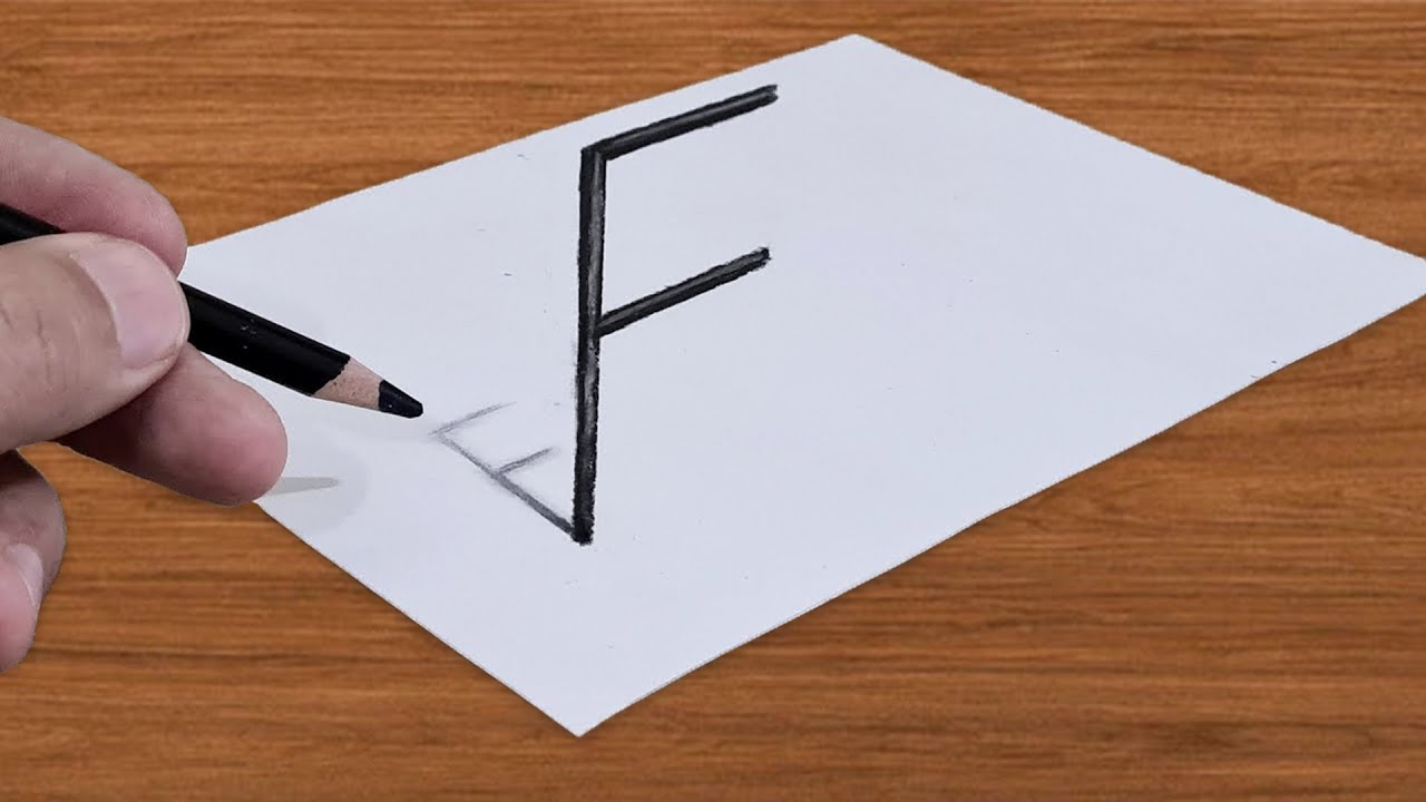 How to 3d drawing on paper F letter | Easy drawing - YouTube