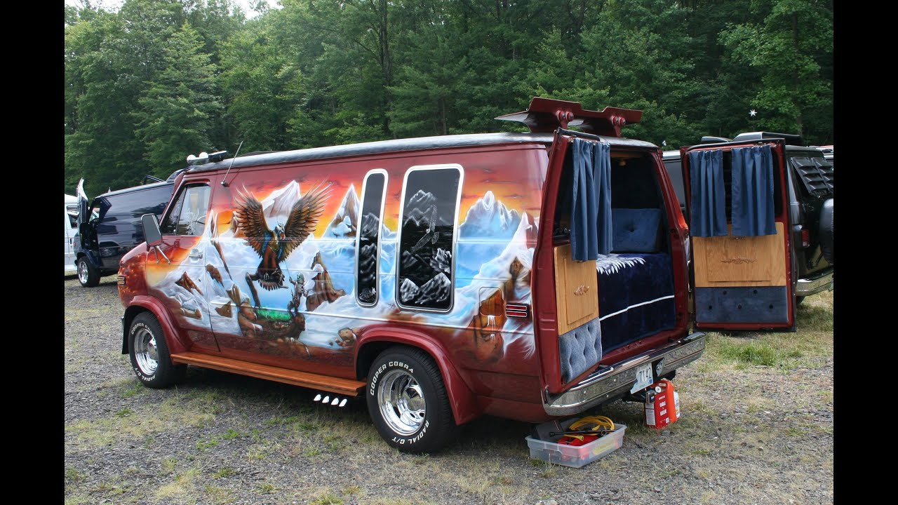Eagle's Lair, muralled Chevy custom van - YouTube