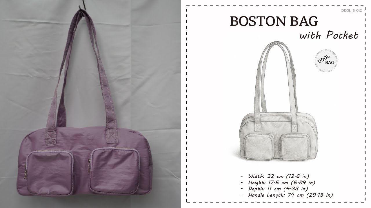 DIY Boston Bag with Pocket tutorial and Sewing Pattern(DDOL) - YouTube