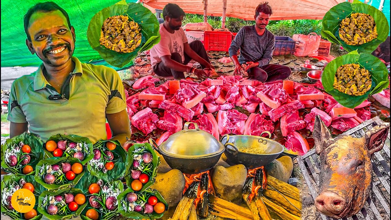 झारखंडी देसी स्टाइल सुअर मीट/Pork Meat At Adivasi Bazar l Ranchi Street ...