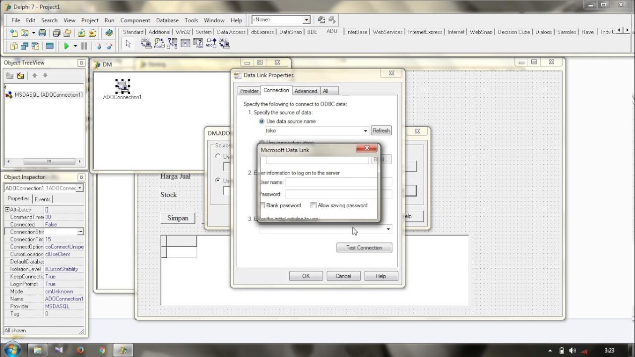 Tutorial Delphi 7 PART 3 Cara membuat koneksi delphi ke database dan ...