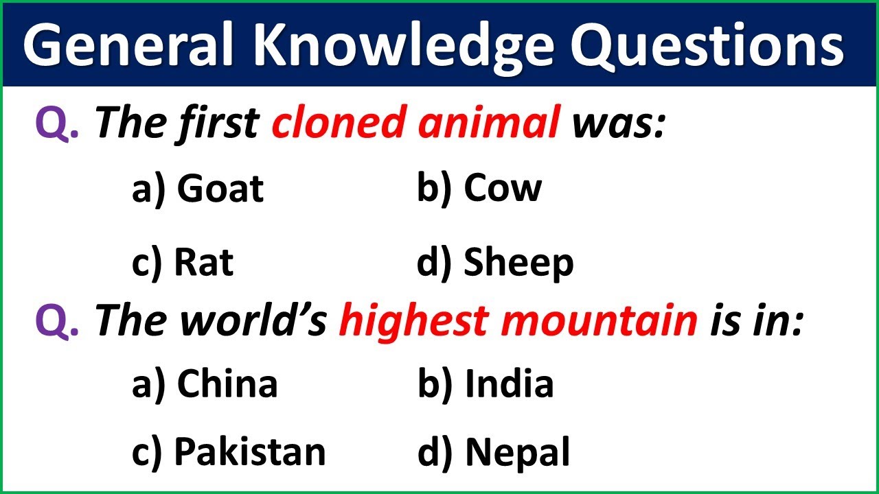 General Knowledge Questions | General Knowledge Mcqs | General ...