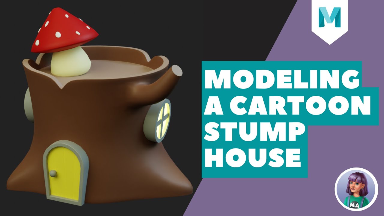 3D Modeling a cartoon Stump House. Quick video. Maya - YouTube