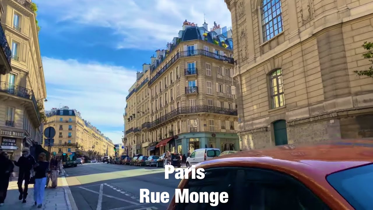 Paris city walks Rue Monge Paris, France 4K - YouTube