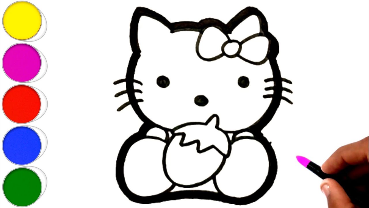 Learn Hello Kitty Drawing and Coloring for Kids Toddlers | How to Draw ...