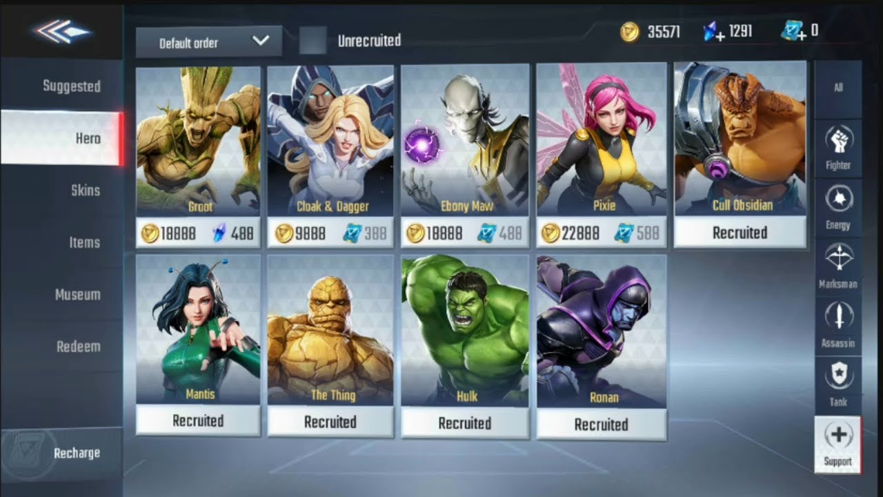 MARVEL Super War | All Support Heroes and their Skins as of March 25 ...