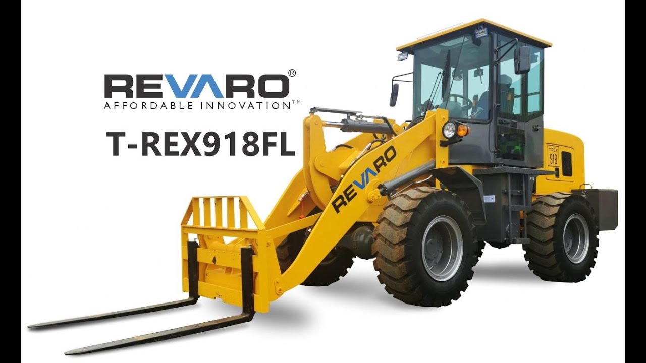 Revaro T-REX920FL Loader with a forklift attachment. - YouTube