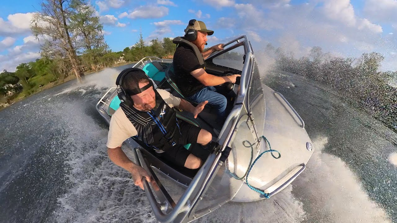 Big rock hit in the supercharged mini jet boat! - YouTube