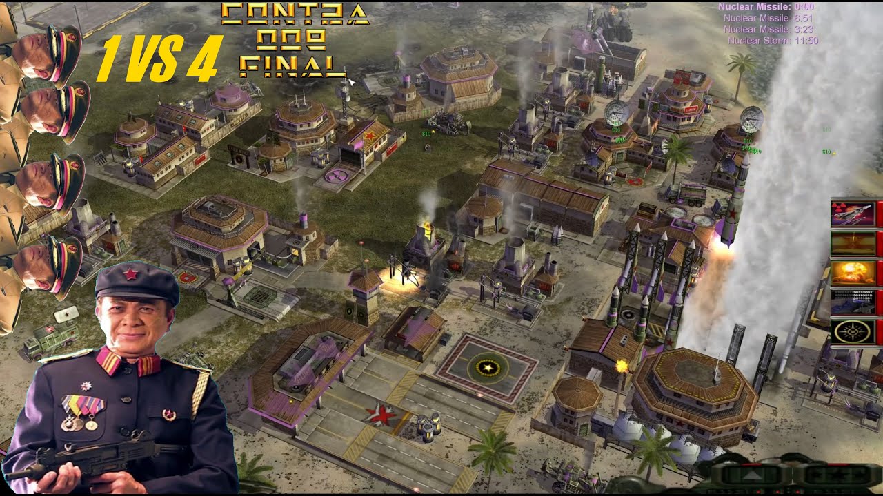 C&C Generals Contra 009 Final 1 VS 4 Insane AI (Nuclear weekend in ...