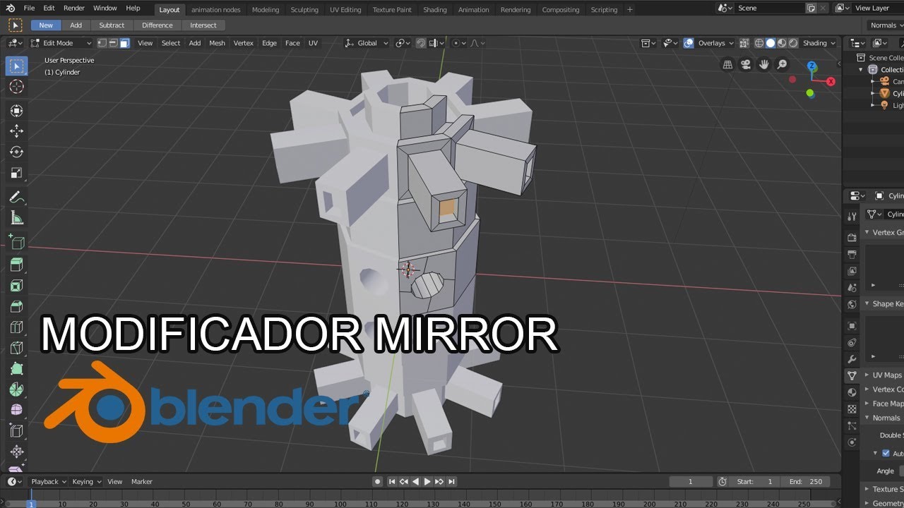 tutorial blender 2.8 Modificadores,Mirror - YouTube