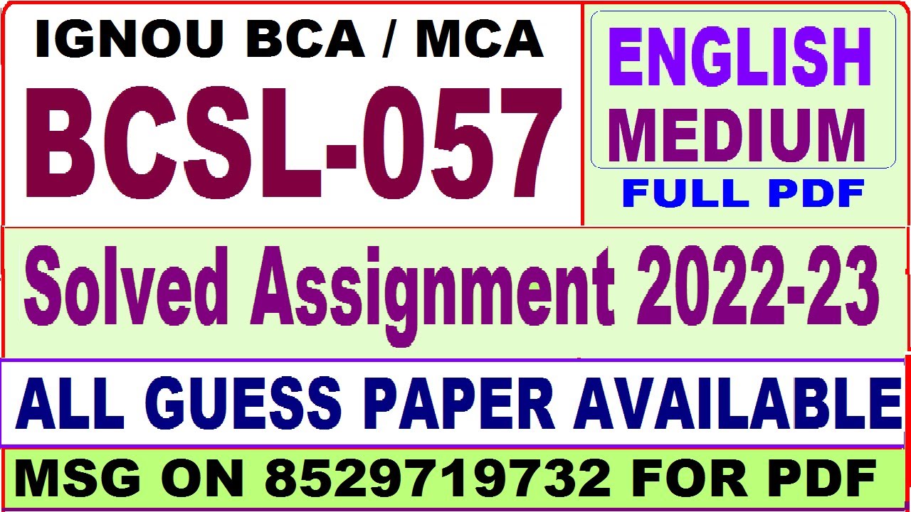 bcsl 057 solved assignment 2022-23 / bcsl 57 solved assignment in english / ignou bca and mca ...