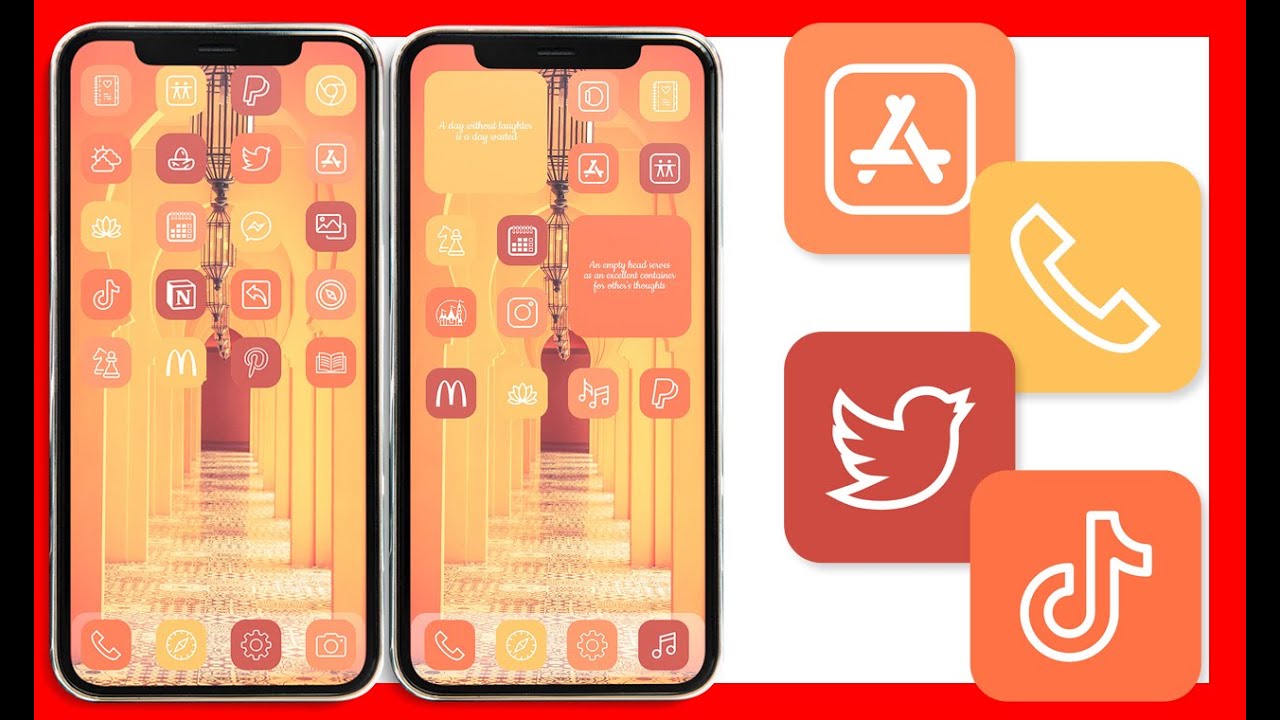 Aesthetic orange color app icons - YouTube