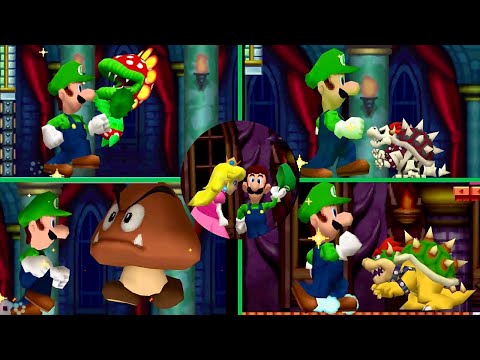 Mega Mushroom Luigi vs All Bosses - New Super Mario Bros. DS