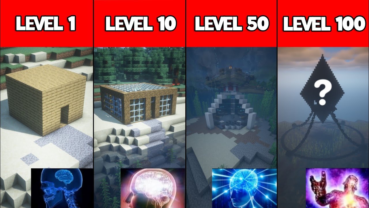 Minecraft SURVIVAL BASE LEVEL 1 TO LEVEL 100 BUILD CHALLENGE ...