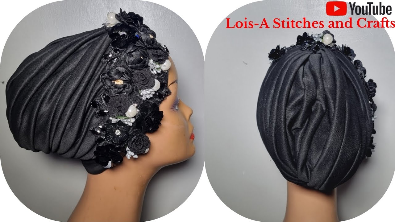 FULL BODY PLEATED TURBAN WITH APPLIQUE #tutorial #diy #turban #fashion ...