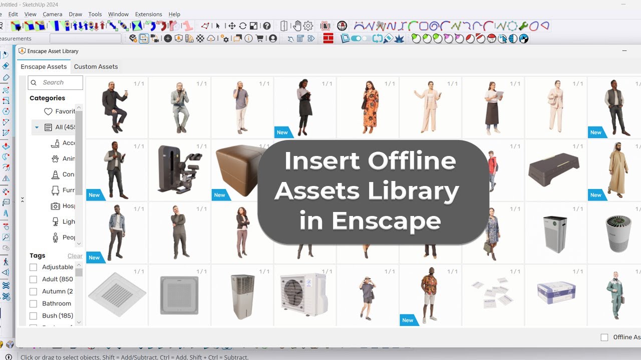 How to insert Offline Assets Library in Enscape - YouTube
