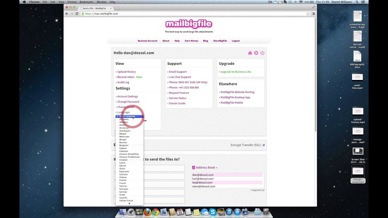 How to change the language of your MailBigFile Pro account - YouTube