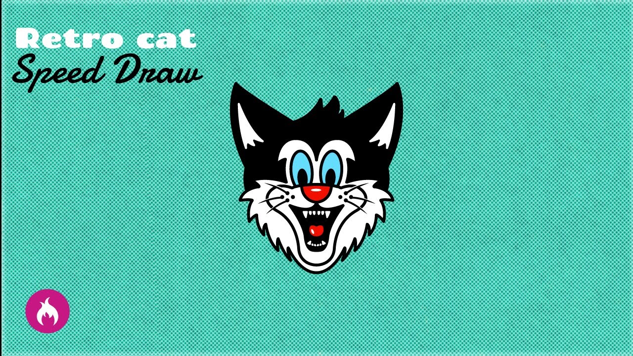 Retro cat cartoon character speed draw - YouTube
