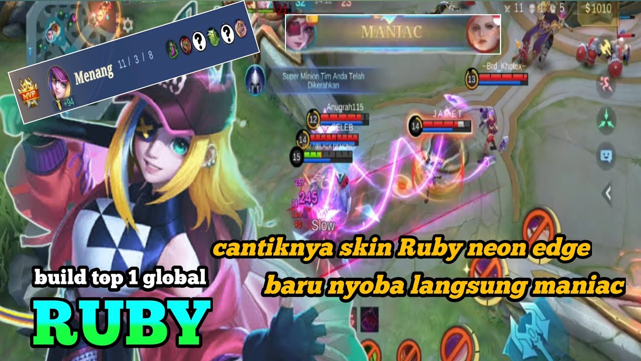 Skin NEON EDGE RUBY. baru nyoba susah maniac. build top 1 global Ruby ...