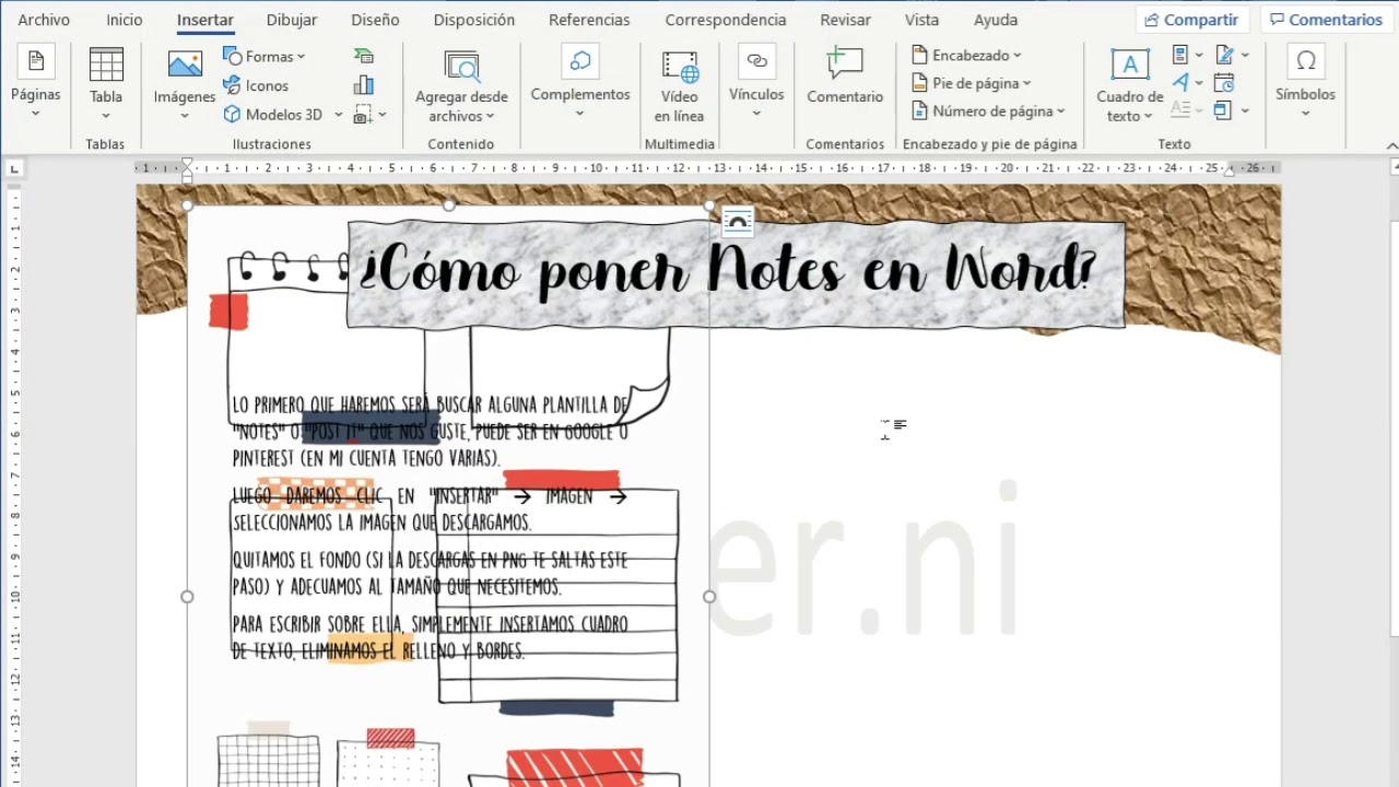 ¿Cómo poner notes/post it en word? - YouTube