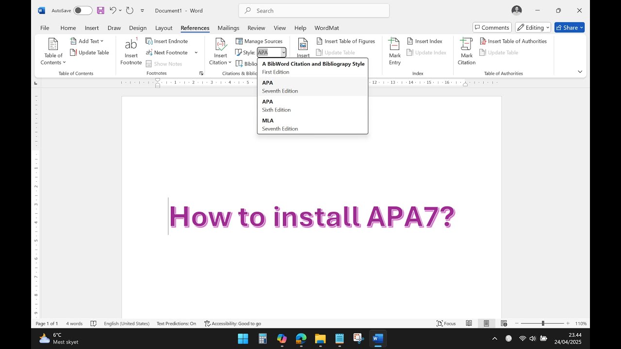 Installing APA 7th Edition in Microsoft Word | Quick & Easy Guide - YouTube